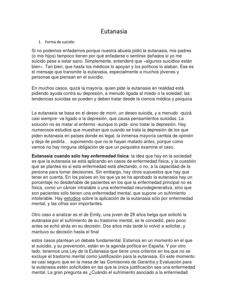Eutanasia-1 | PDF | Suicidio | Depresión (estado de ánimo)