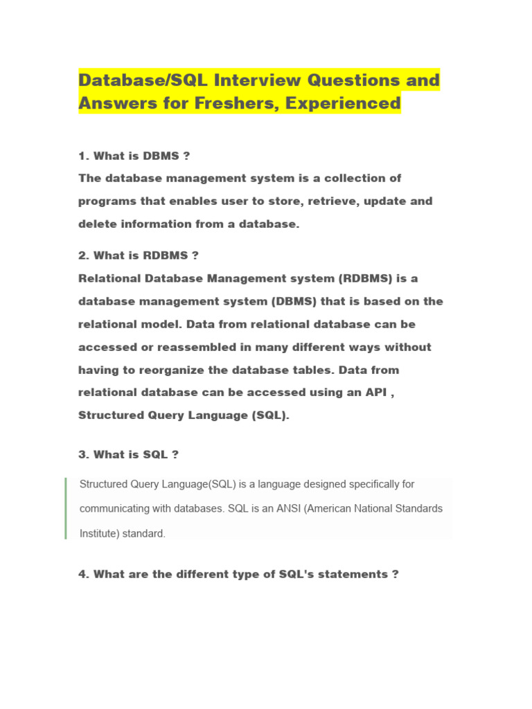 SQL Interview QZ and Answer Ok | PDF | Databases | Relational Database