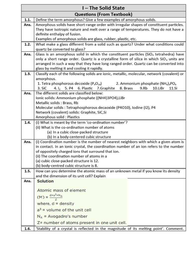 Chemistry Notes | Download Free PDF | Crystal Structure | Electrical ...
