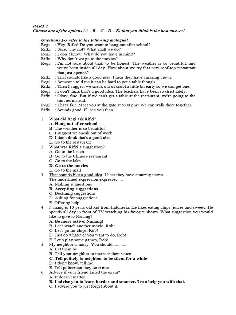 Dialogue-Based Suggestion Questions | PDF | Telephone | Radio