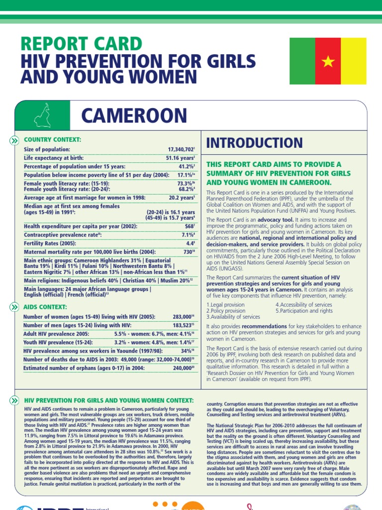 Hiv Prevention Girls and Young Women Cameroon Report Card | Download ...