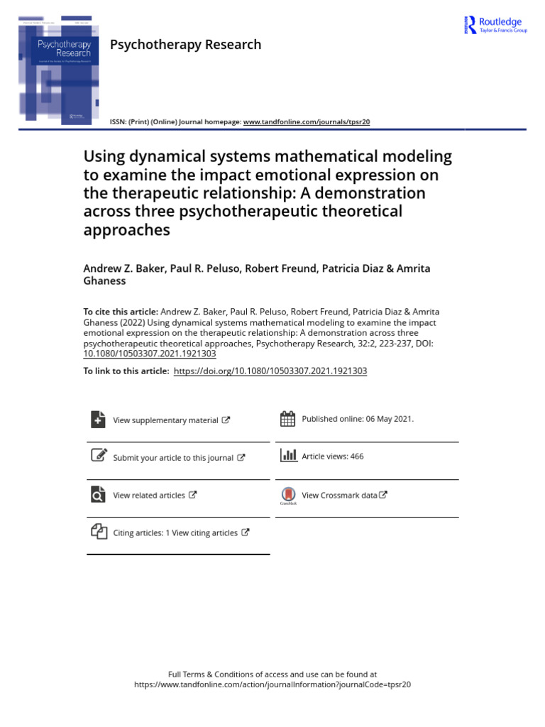 Using Dynamical Systems Mathematical Modeling To Examine The Impact Emotional Expression On The ...