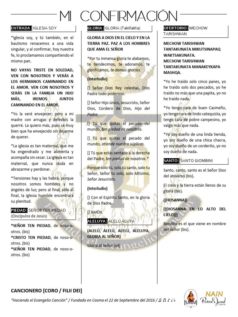 (Cantos) Confirmación | PDF | eucaristía | espíritu Santo