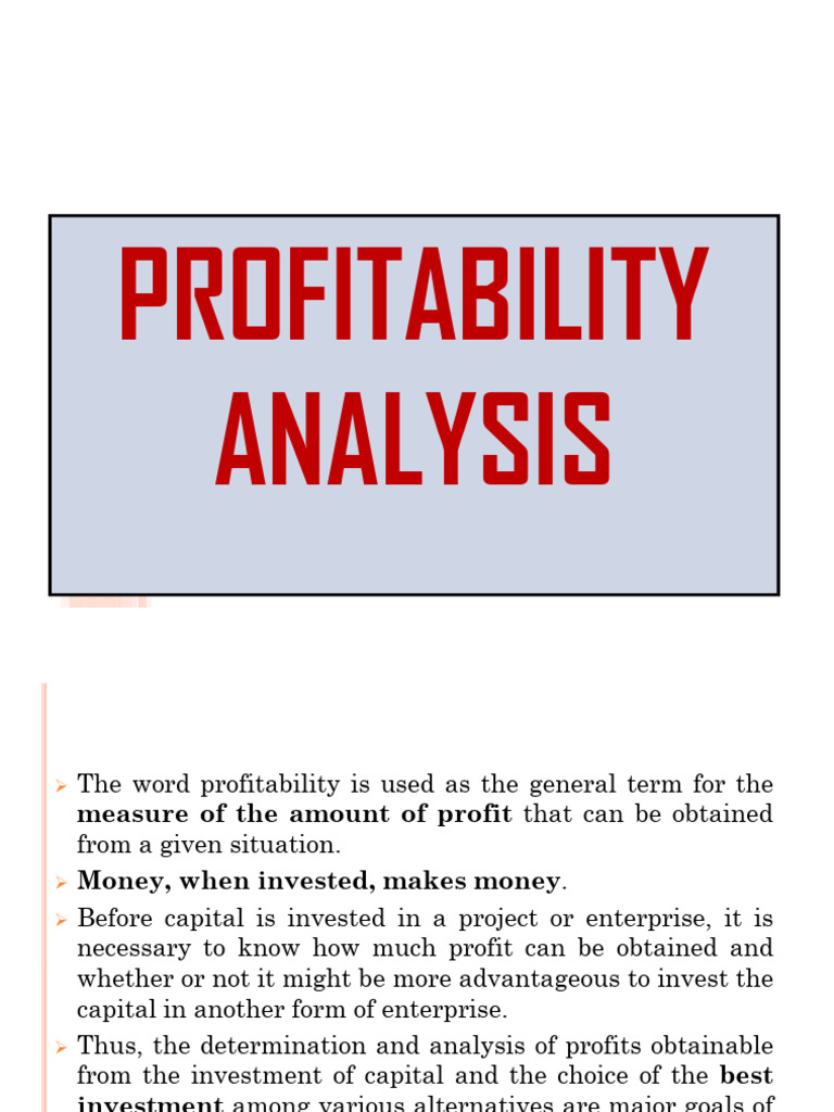 Profitability Analysis L-3 | PDF | Depreciation | Net Present Value