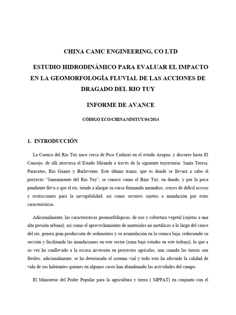Estudio Hidrodinámico del Río Tuy | PDF | Río | Inundar