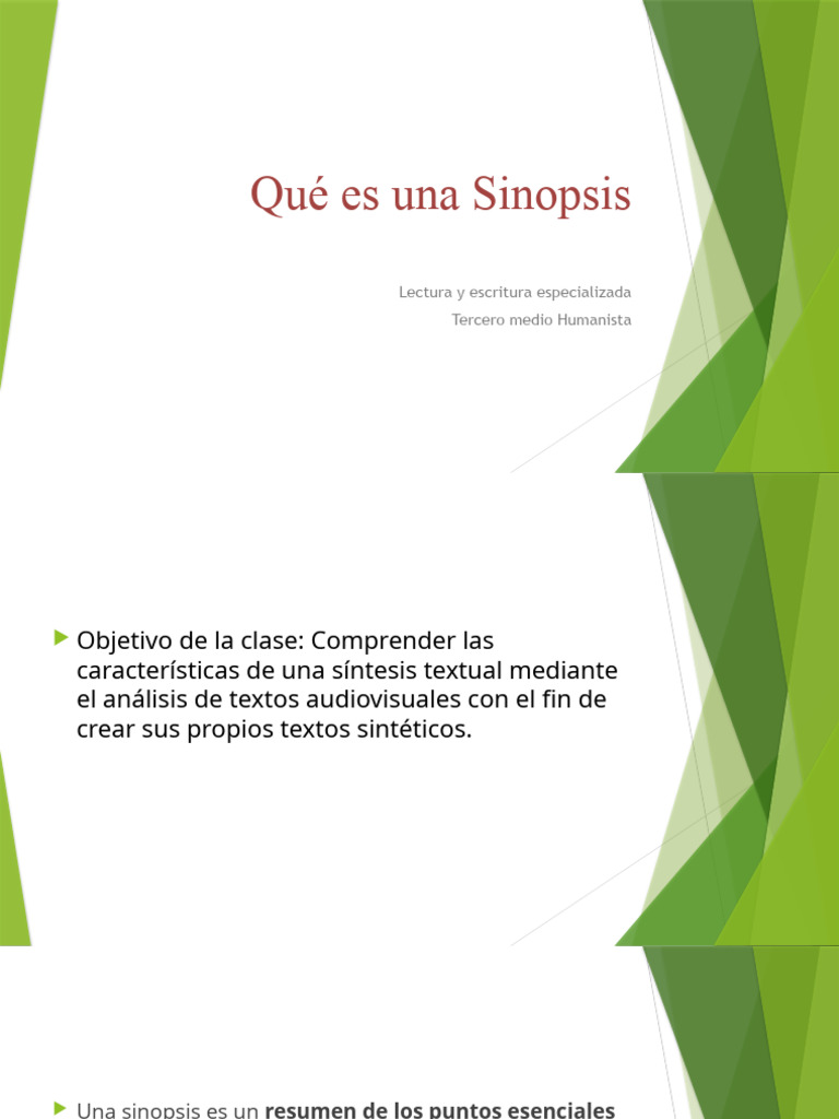 Definición y características de sinopsis | PDF