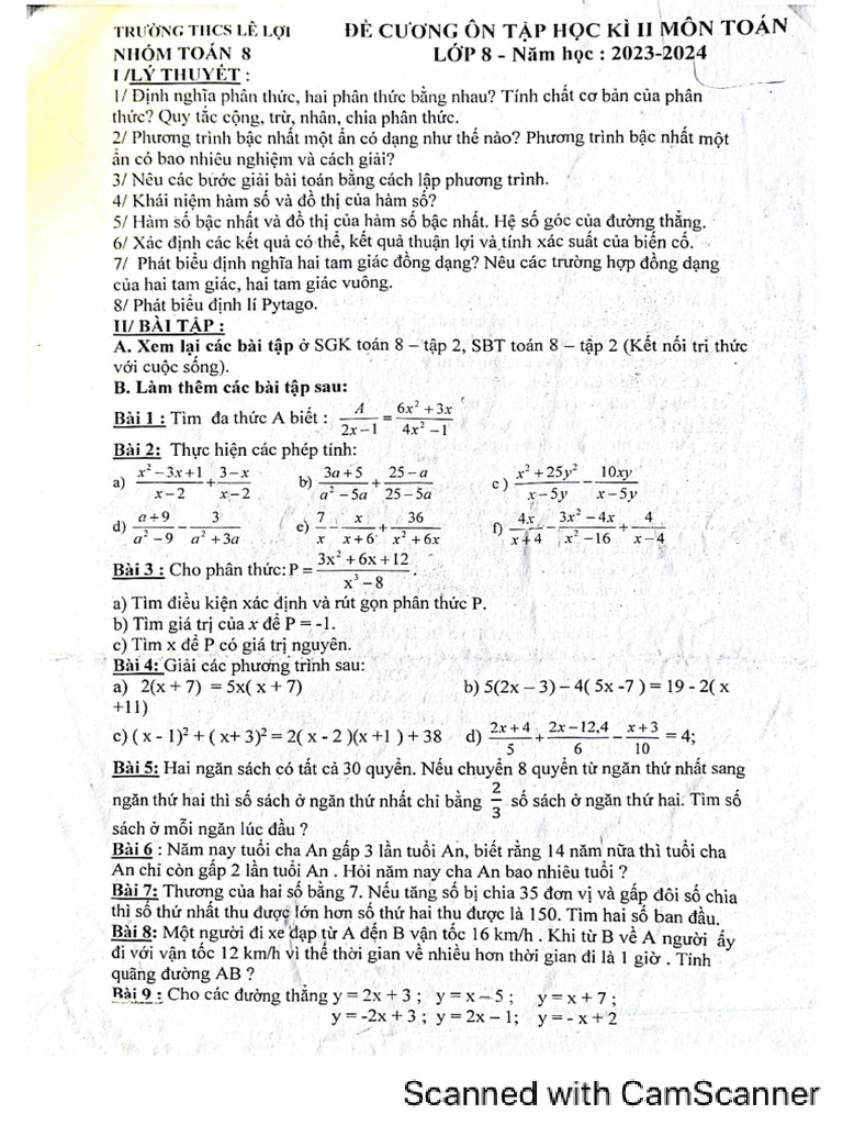 Toán 8 HK2 (2023-2024) | PDF