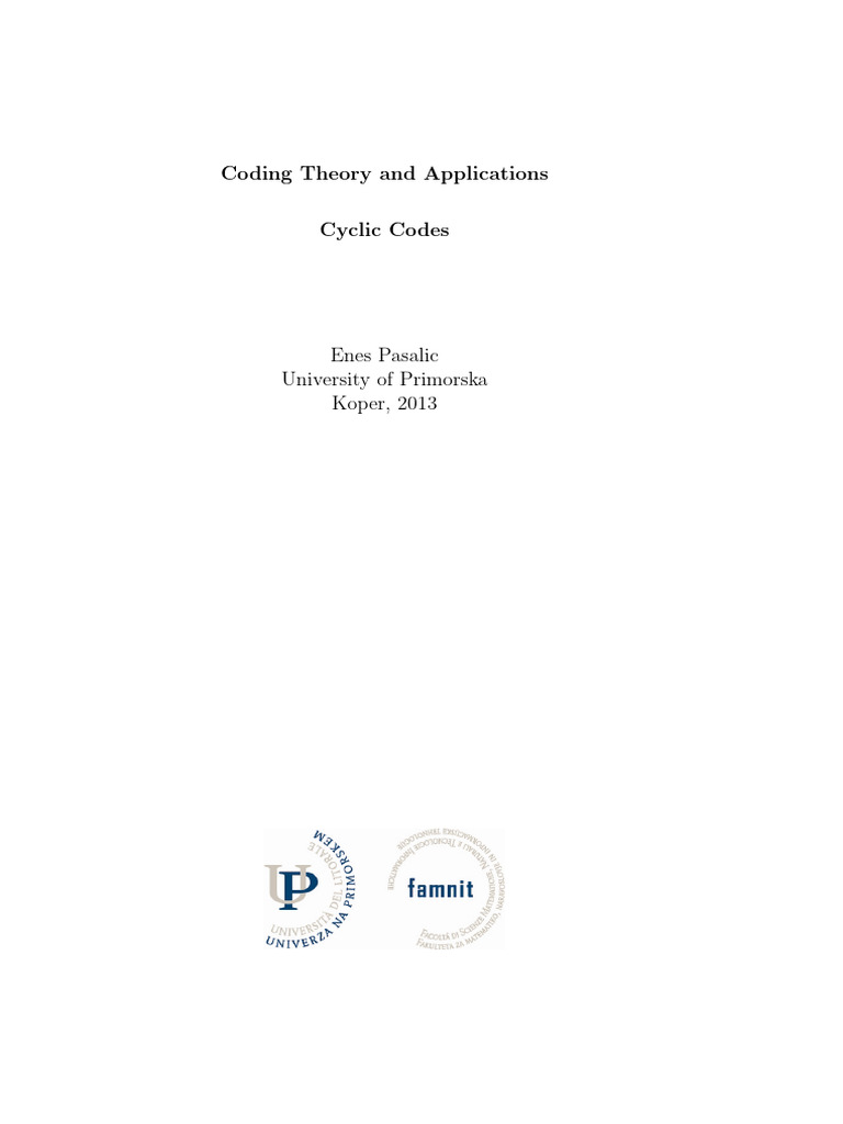 Epasalic Studijsko Gradivo Cyclic Codes | PDF | Field (Mathematics) | Ring (Mathematics)