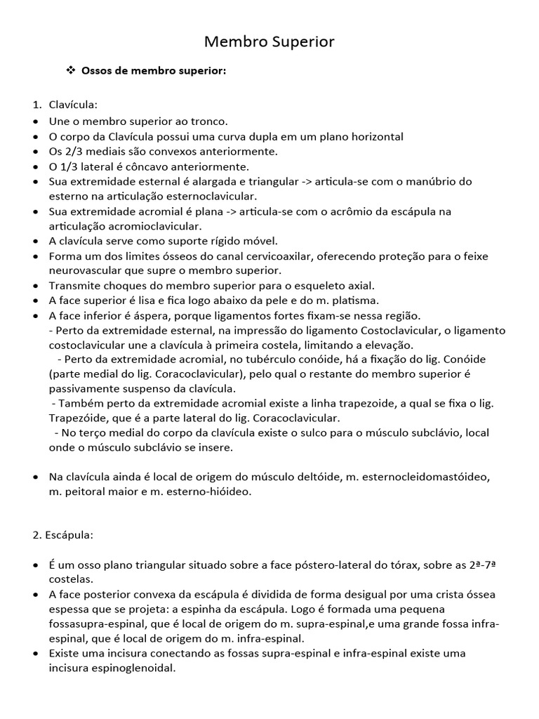 Apostila de Membro Superior para Imprimir | PDF | Cotovelo | Anatomia