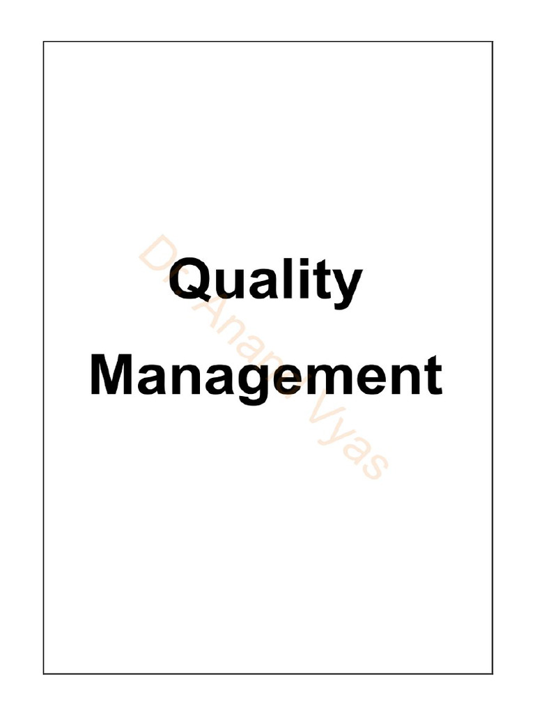 OM - 1 Quality Management | PDF