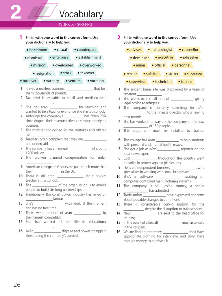 Work and Careers - Vocabulary and Use of English-Merged | PDF ...