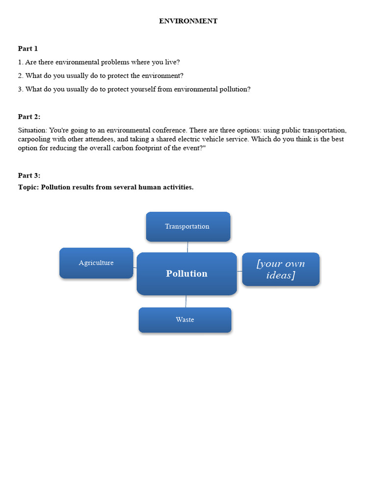 B1 Speaking - Unit 5 Environment | PDF