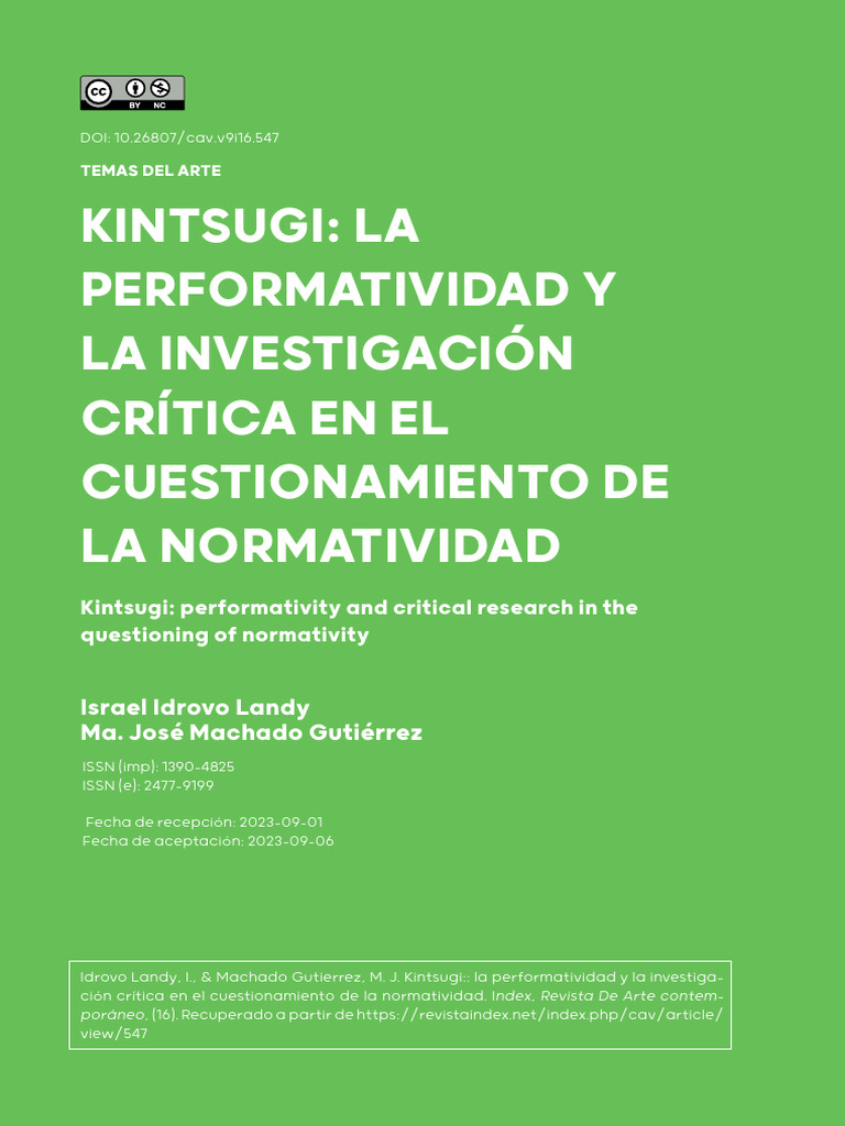 Kintsugi: La Performatividad y La Investigación Crítica en El ...