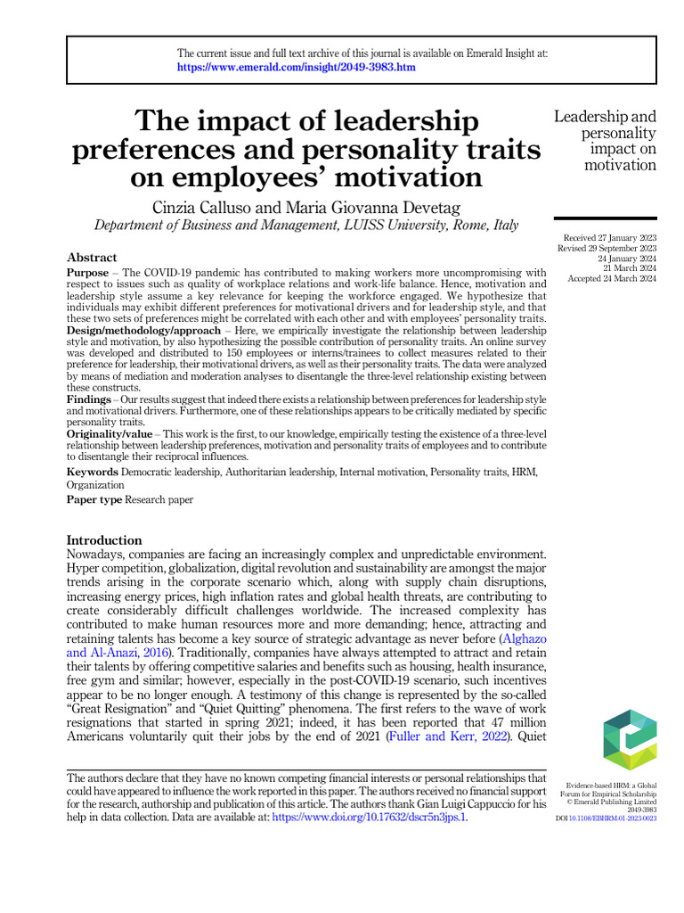 Leadership's Role in Employee Motivation | PDF | Leadership | Motivation