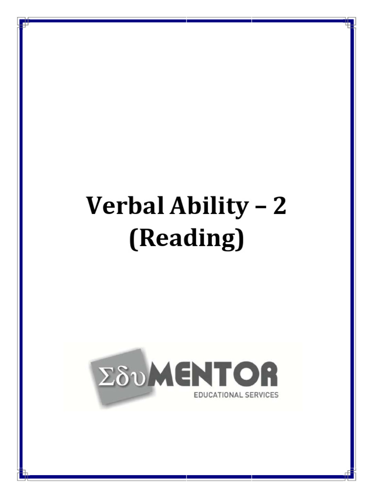 Verbal Ability 2 (Reading) | PDF | Inference | Argument
