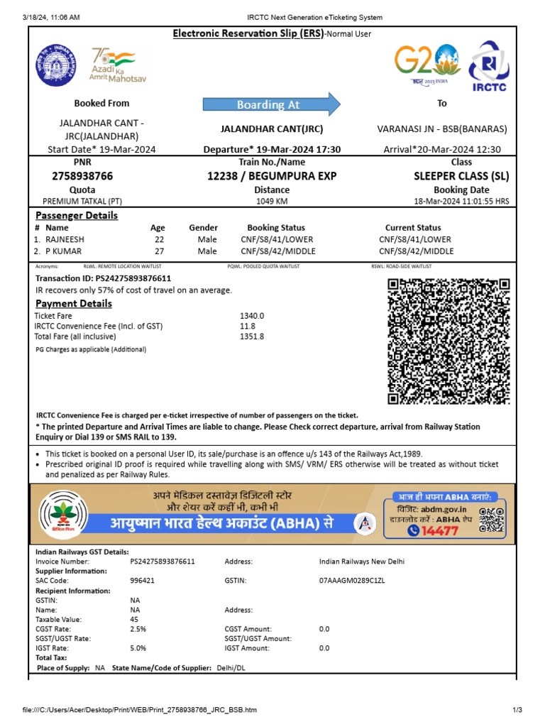 IRCTC Next Generation Eticketing System | PDF | Taxes | Taxation