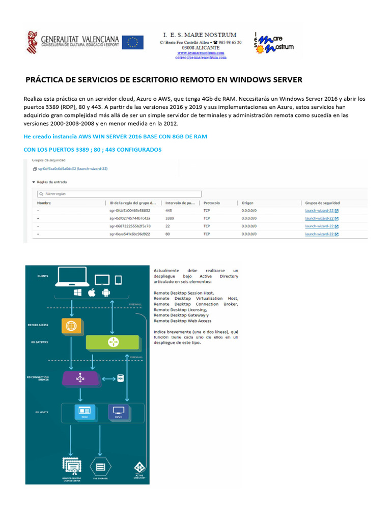 Hecha Práctica Servicios Escritorio Remoto Windows Server | Descargar gratis PDF ...