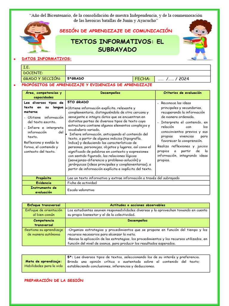 Ses-Lun-Com-Textos Informativos El Subrayado - Jezabel Camargo-Único ...