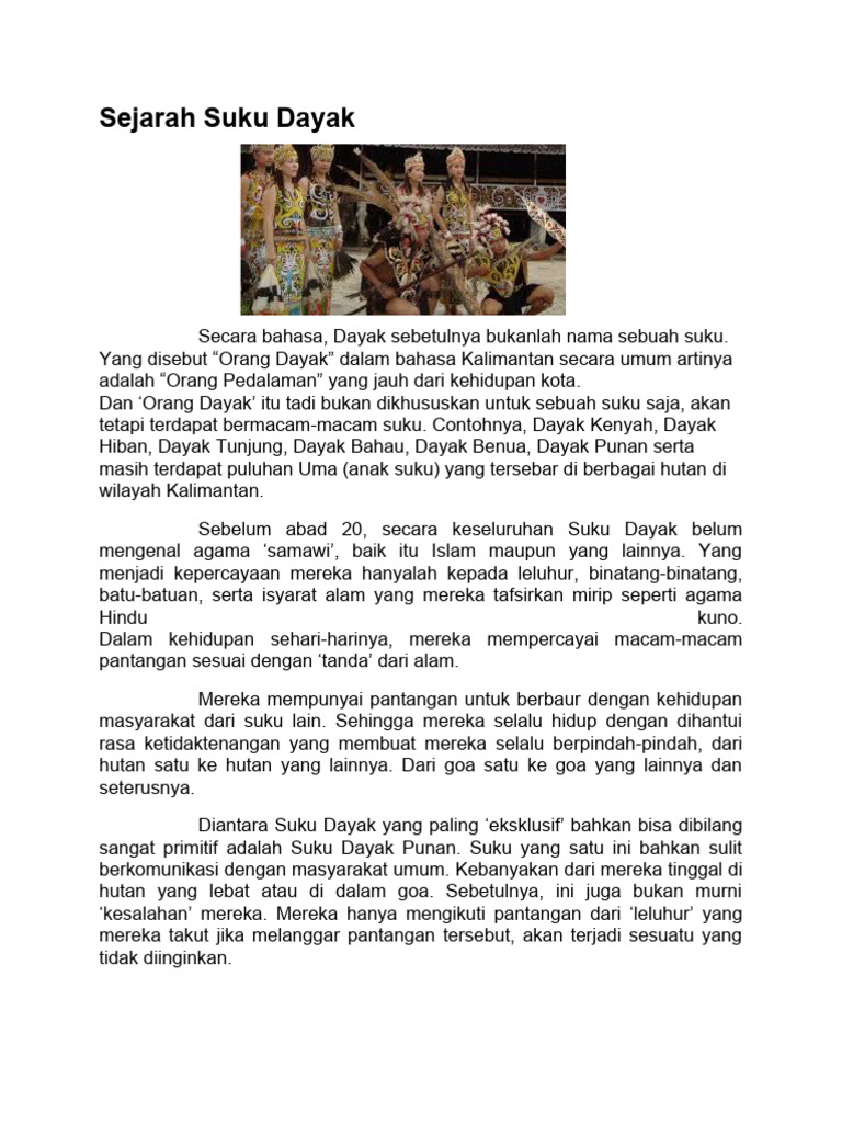 Sejarah Suku Dayak | PDF | Ilmu Sosial | Agama & Spiritualitas