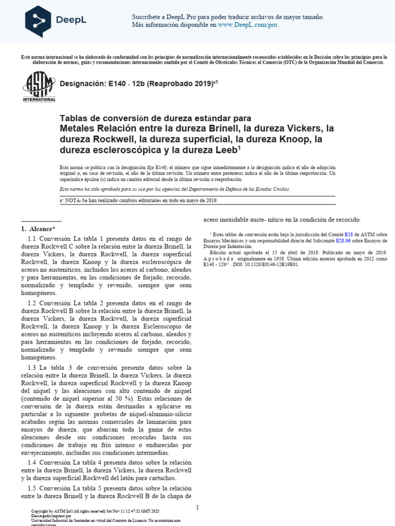 E140-12B (2019) E1 es-ES | PDF | Dureza | Aleación