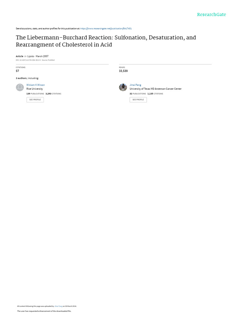 Lieberman Burchard Reaction | PDF | Acetic Acid | Chemistry