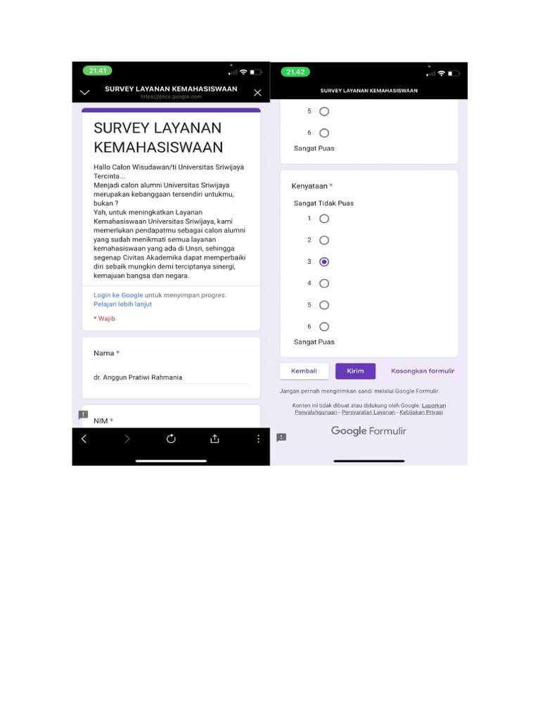 Kuesioner Survey Layanan | PDF