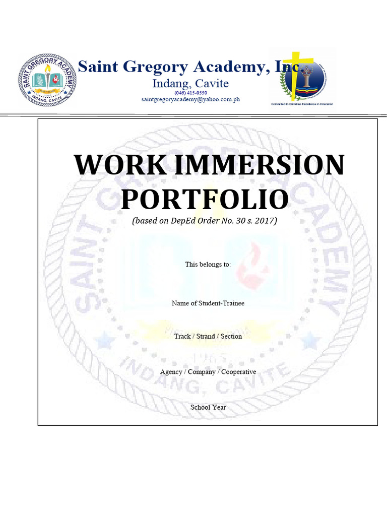 WORK IMMERSION PORTFOLIO Based On DepEd-1 | PDF | Job Interview | Leadership