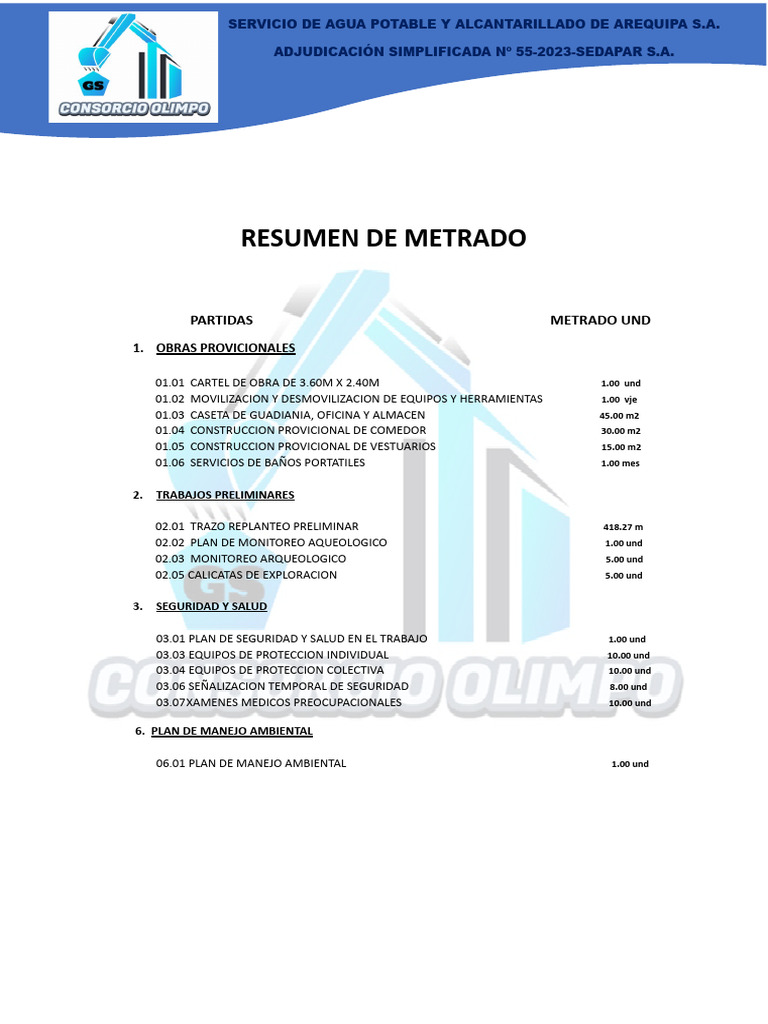 Resumen de Metrado | PDF