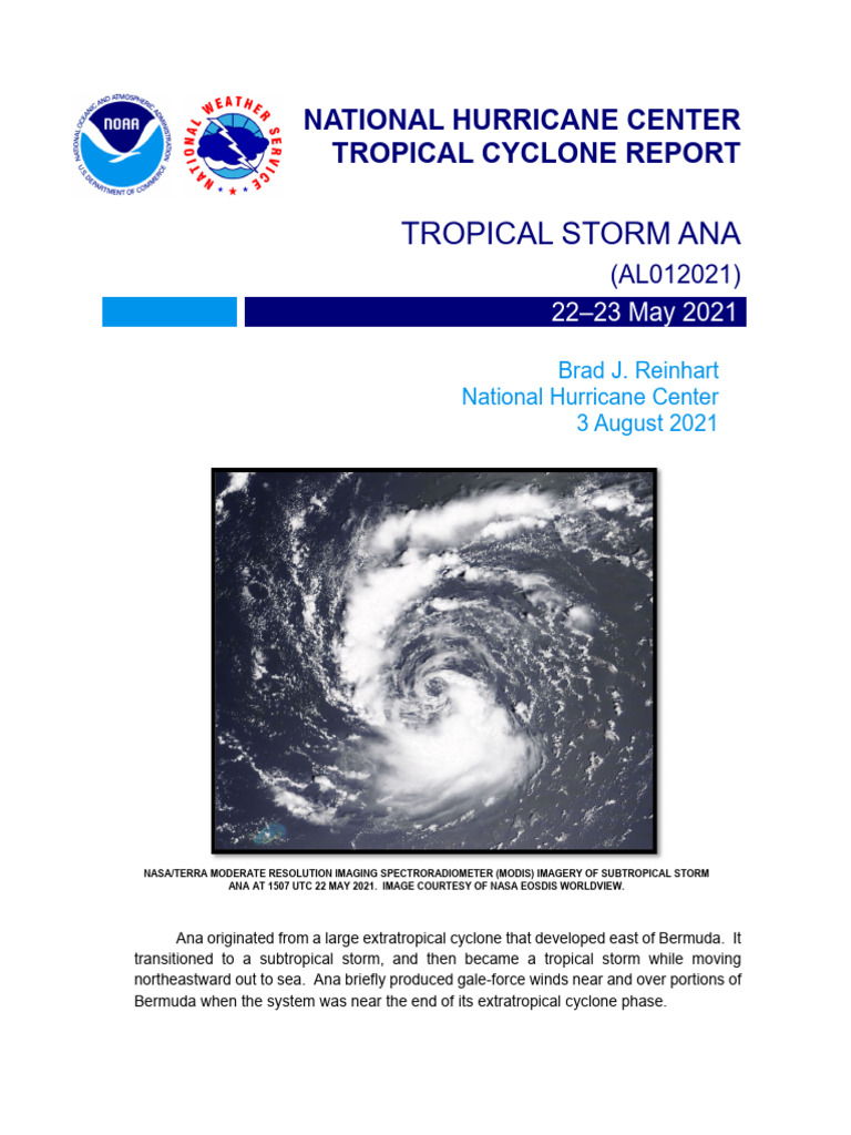 Tropical Storm Ana Report: May 2021 | PDF | Tropical Cyclones | Wound