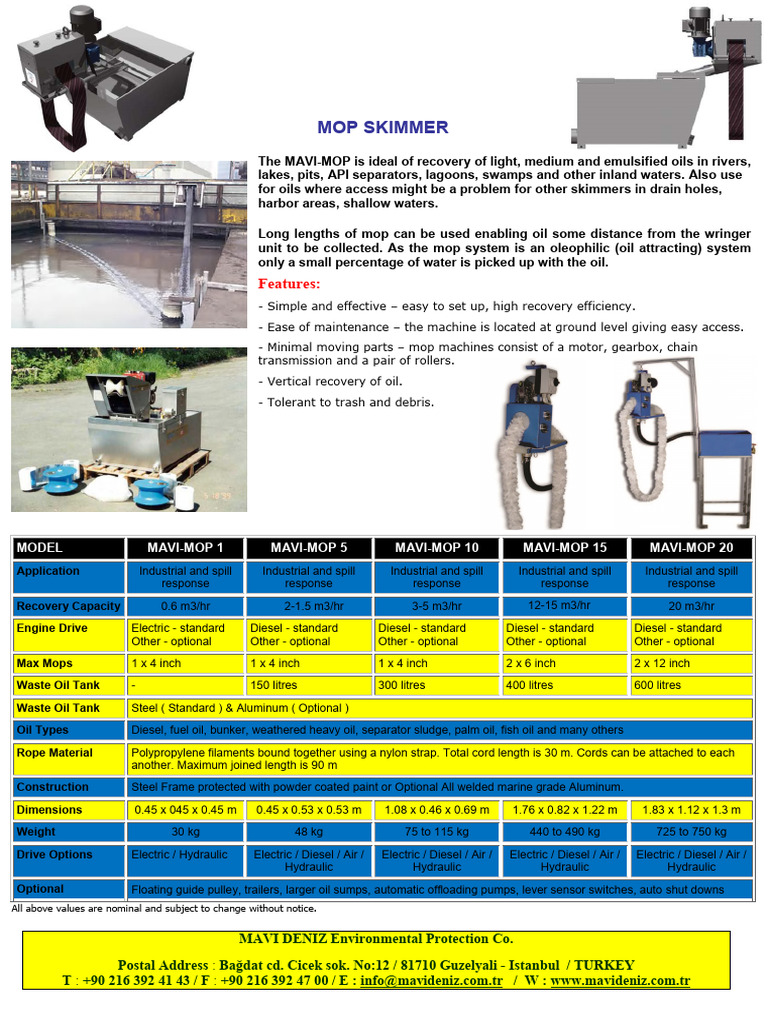 MAVI MOP SKIMMER Catalogue - 2020 | PDF | Diesel Engine | Rope