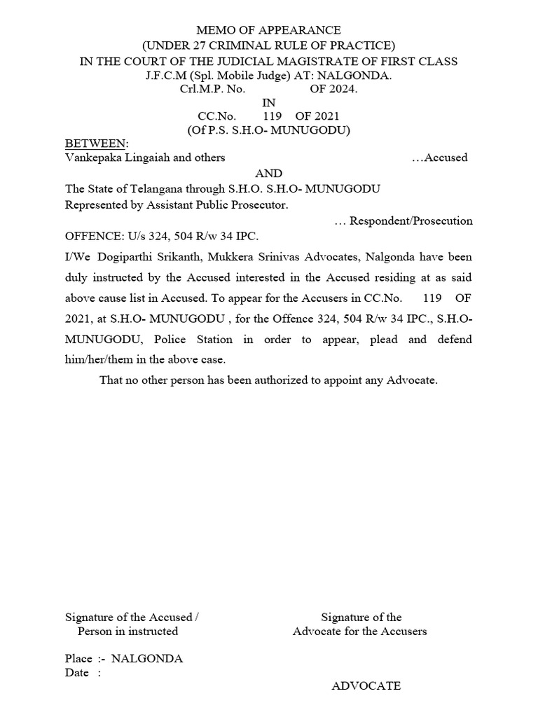 MEMO OF APPEARANCE | PDF