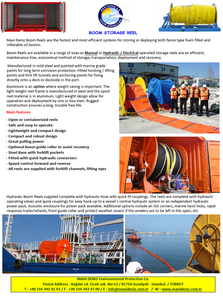 Efficient Oil Boom Storage Reels | PDF | Forklift | Trailer (Vehicle)