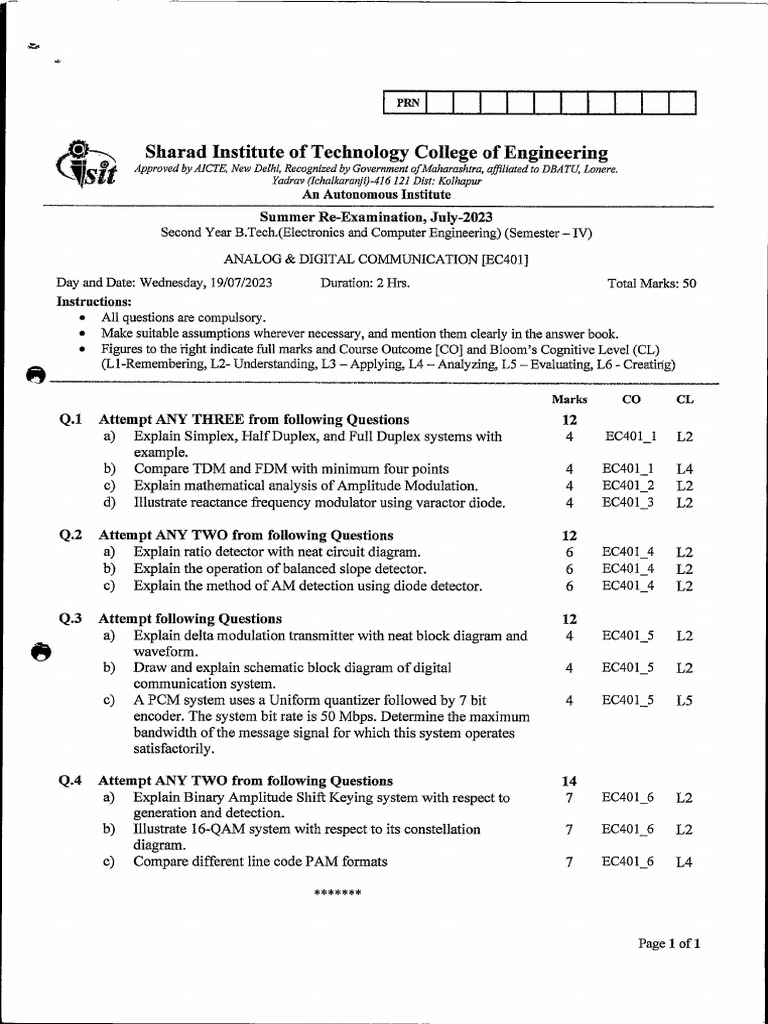 Analog & Digital Communication | PDF Analog & Digital Communication | PDF