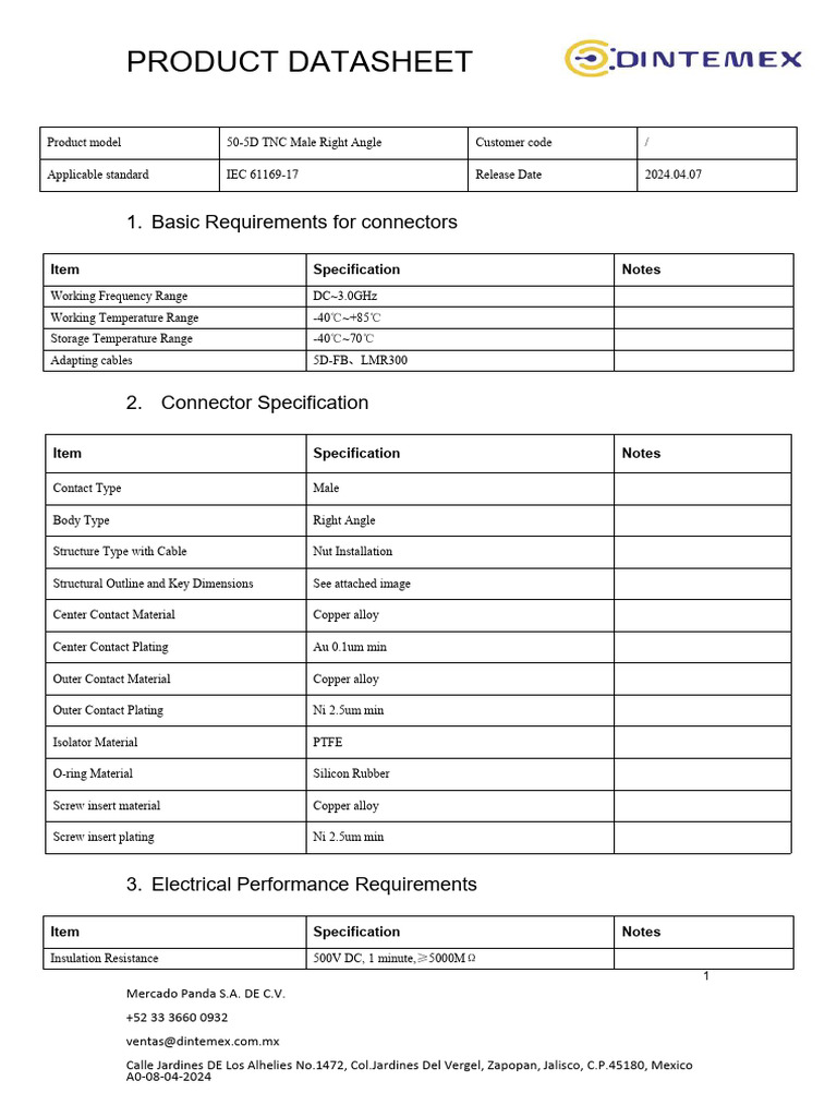 50-5D TNC Male Right Angle Connector | PDF | Electrical Connector ...