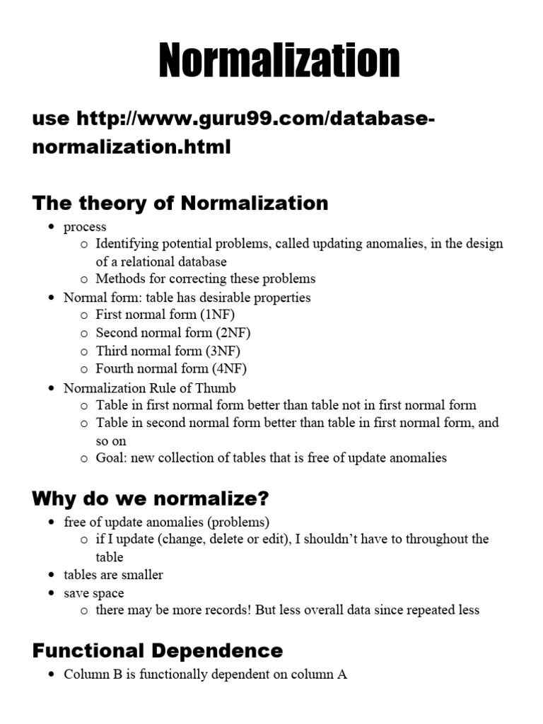 Normalization Notes | PDF | Computer Data | Databases