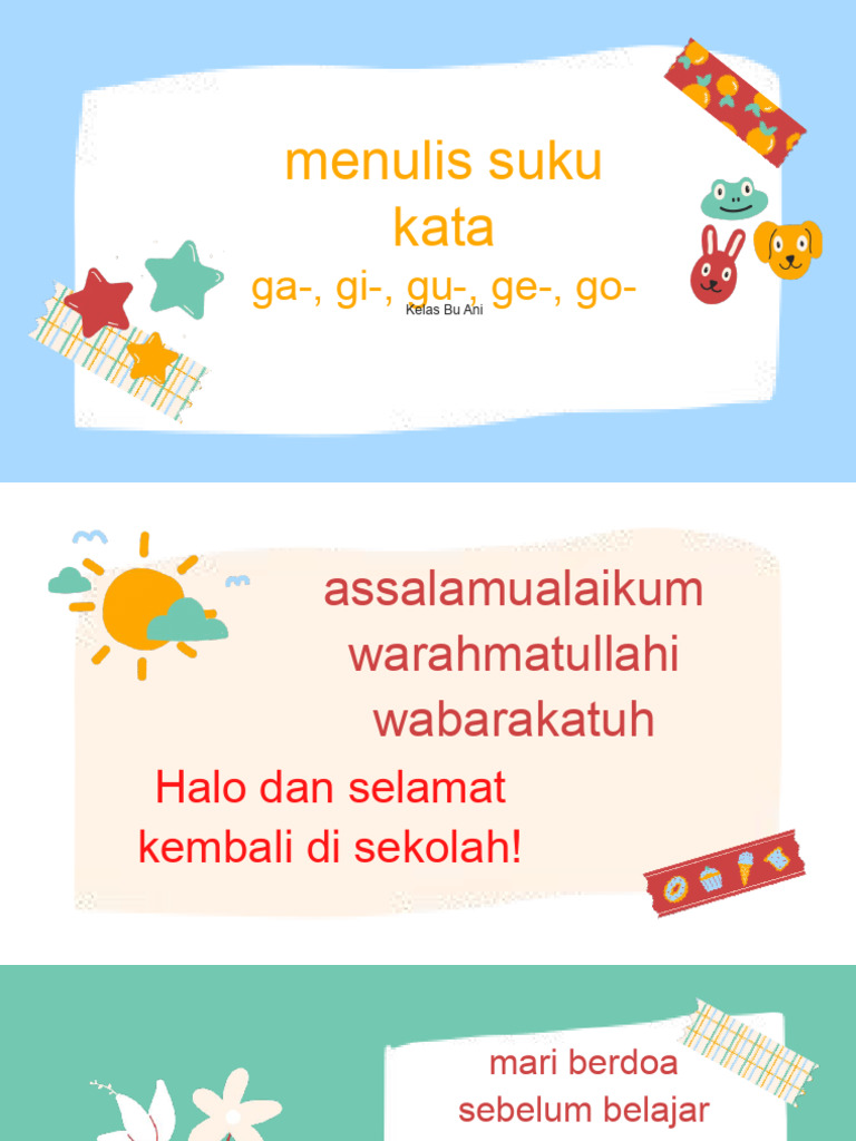 Menulis Suku Kata: Ga-, Gi-, Gu-, Ge-, Go | PDF