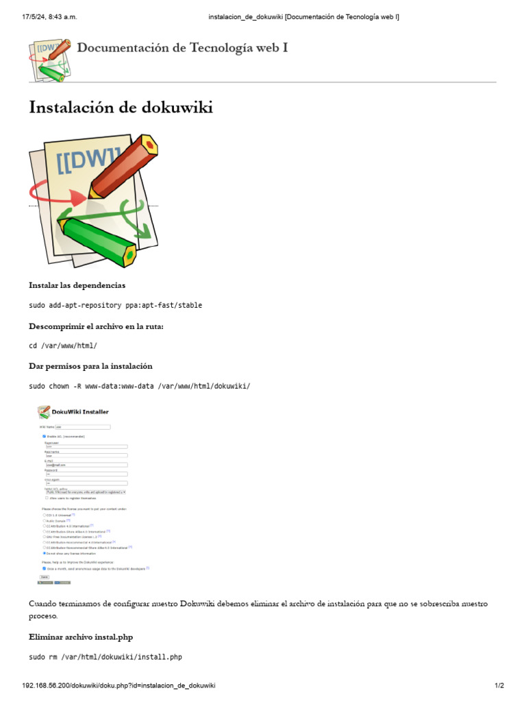 Guía de Instalación de DokuWiki | PDF | Hogar, jardinería y bricolaje ...
