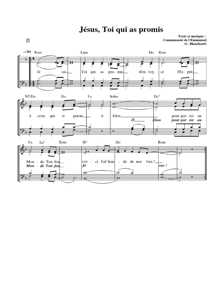 Jésus Toi Qui As Promis | PDF