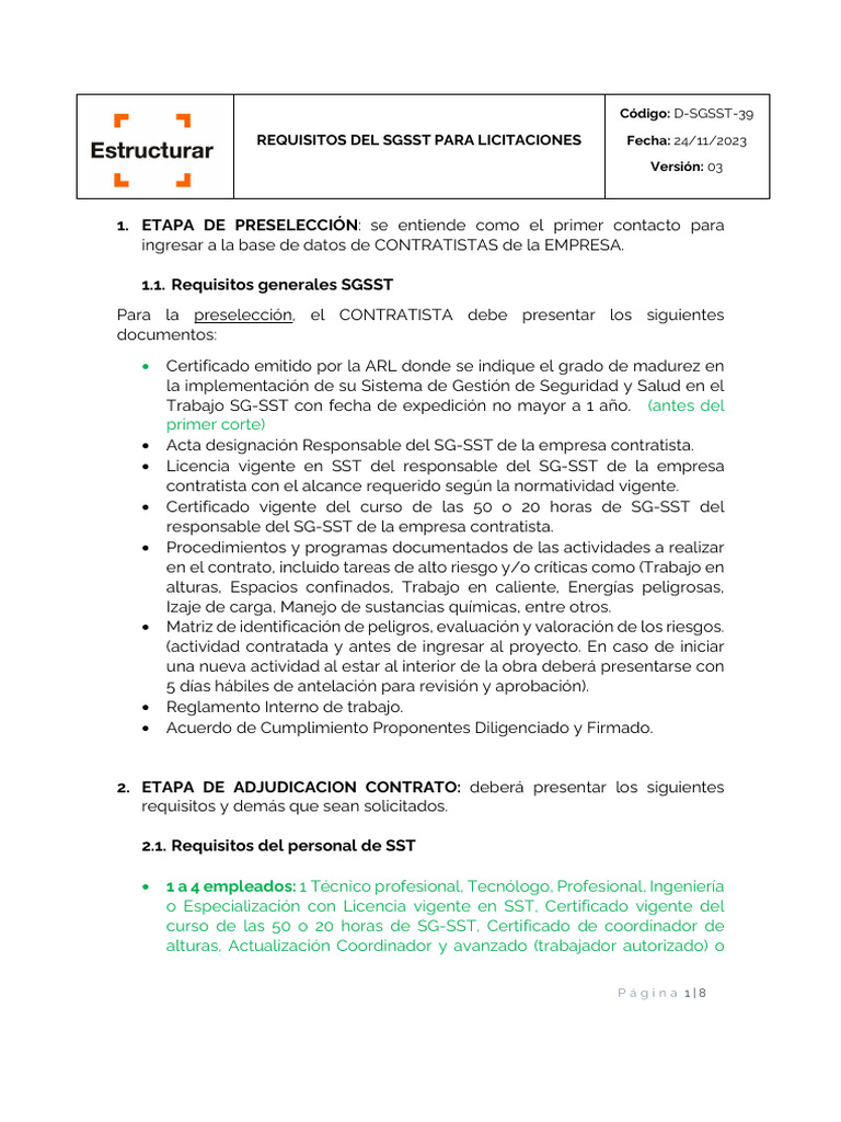 6. Manual SGSST Contratistas | PDF | Higiene 6. Manual SGSST Contratistas | PDF | Higiene