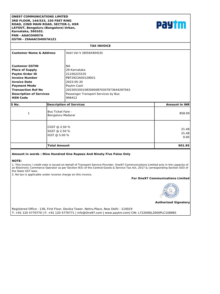 Invoice PBT2923A00128921 | PDF | Payments