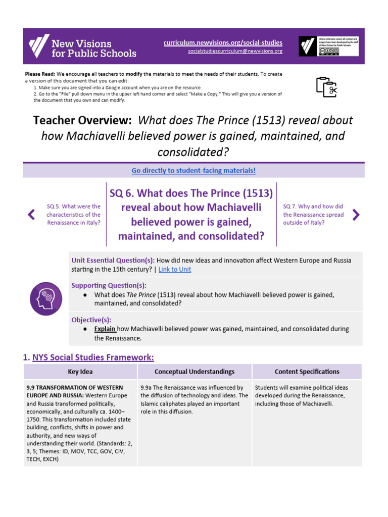 9.7 SQ 6 What Does The Prince 1513 Reveal About How Machiavelli ...