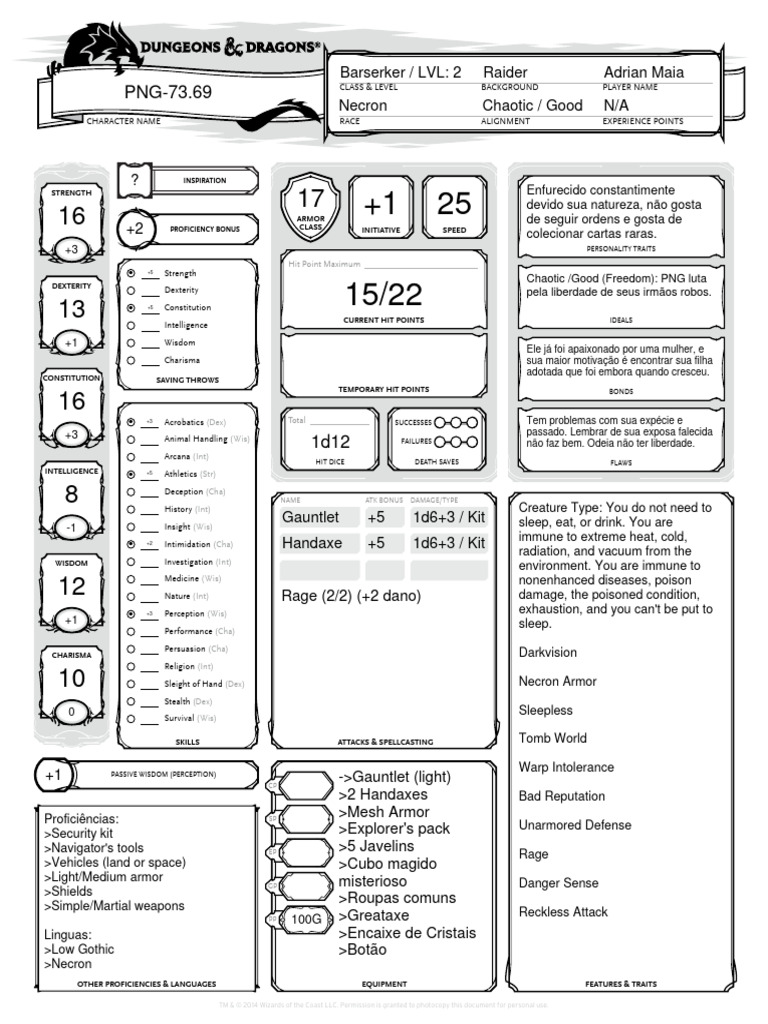 FIcha PDF RPG | PDF | Role Playing Games | Tabletop Games