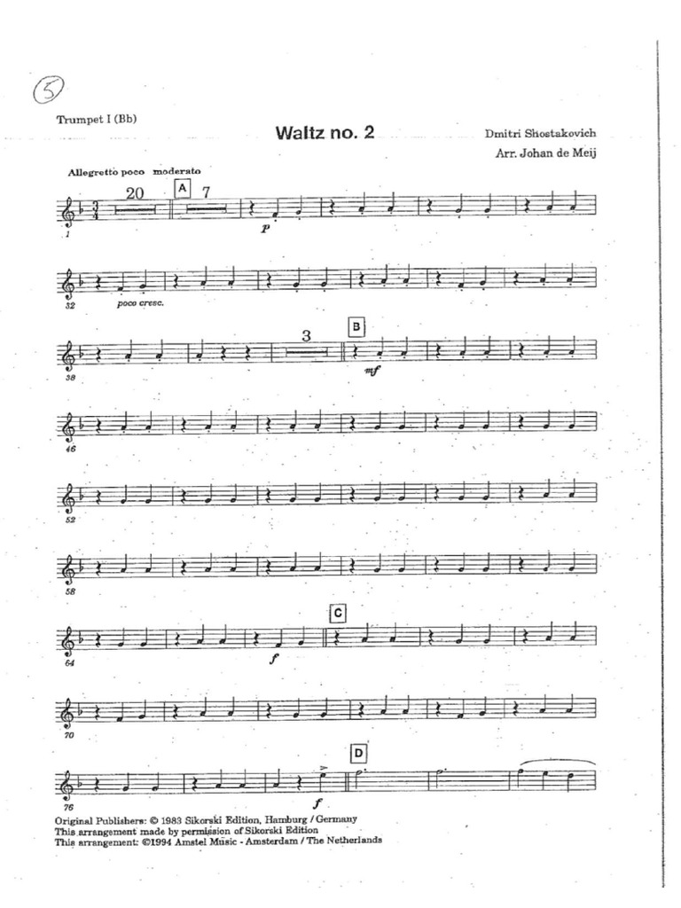 Vals 2 Shostakovich Tpts | PDF