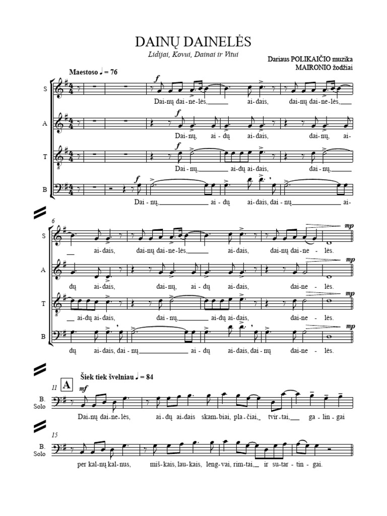 Dainų Dainelės - SATB Choras - 2024 DŠ | PDF