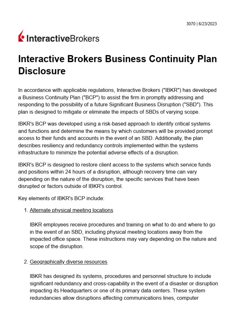 Business Continuity Plan Disclosure | PDF | Information Technology ...