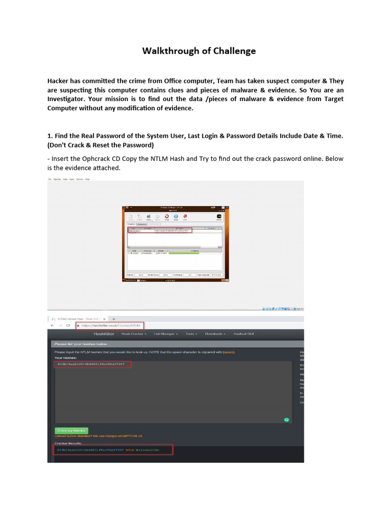 Walkthrough of Challenge - Malware | PDF | Ransomware | Malware