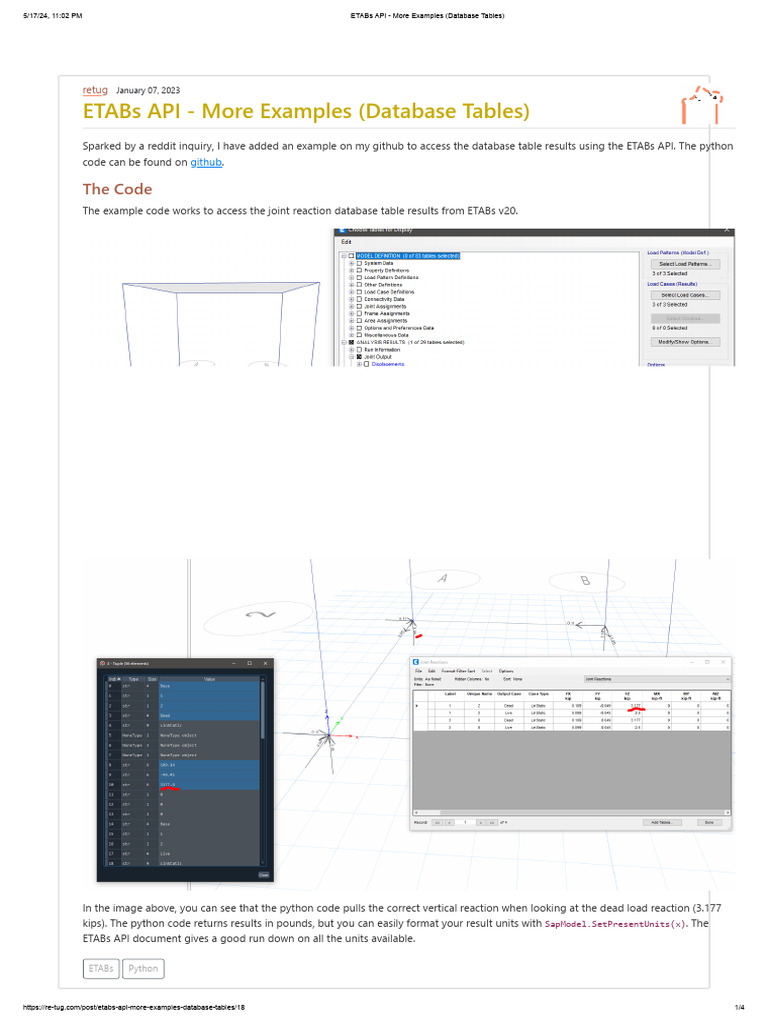 ETABs API - More Examples (Database Tables) | PDF | Databases | Python ... ETABs API - More Examples (Database Tables) | PDF | Databases | Python ...