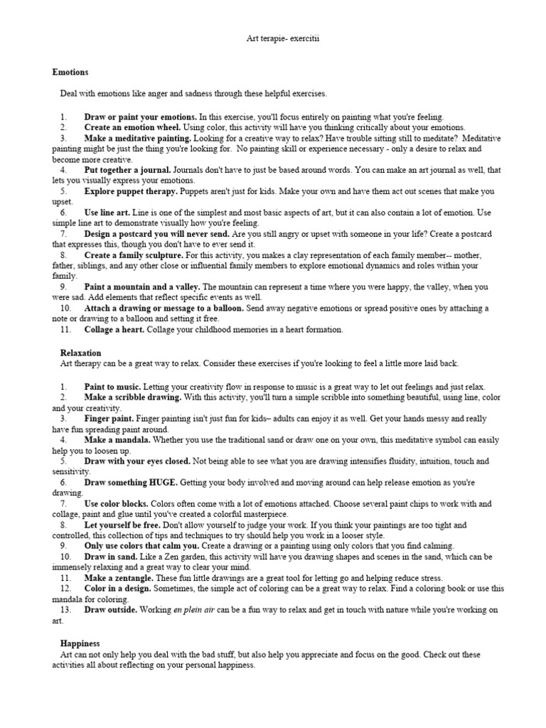Art Therapy Exercises for Emotional Healing | PDF | Emotions | Anger