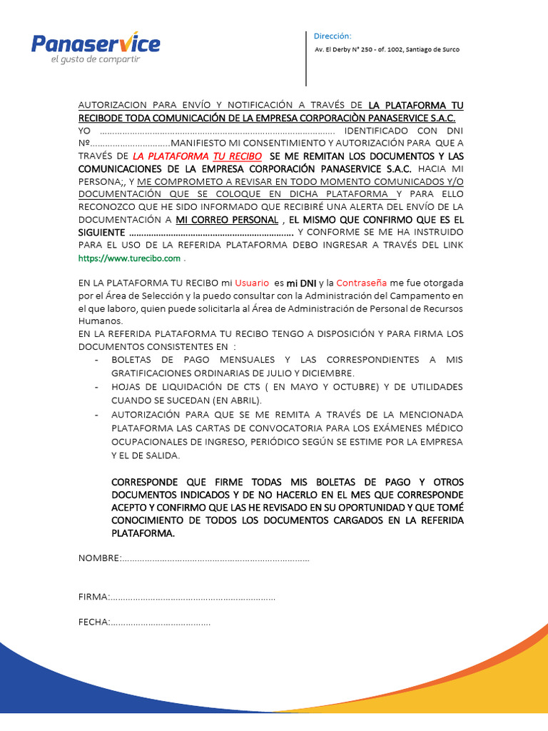 Formato Autorizacion de Notificacion Por Tu Recibo | PDF | Gestión de ... Formato Autorizacion de Notificacion Por Tu Recibo | PDF | Gestión de ...