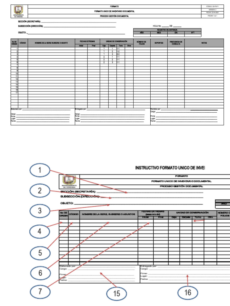 Formato Unico de Inventario Documental | PDF